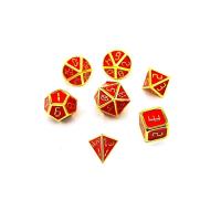 China 14mm Gold Plated Metal Dice Set 7pcs for Tabletop Games DnD Modern Style for sale