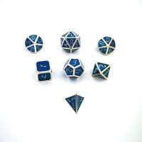 China Zinc Alloy Metal Dice Set 14mm 7pcs Polished Silver Plating for DND Tabletop Games for sale