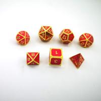 China Polished Zinc Alloy Metal Dice Set 14mm Gold Plating for DnD Tabletop Games for sale