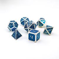 China Zinc Alloy Metal Dice Set 14mm 7pcs Polished Silver Plating for DND Tabletop Games for sale