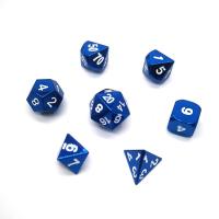 China Zinc Alloy Metal Dice Set 7pcs 14mm Blue Dyed with White Numbers for DnD Tabletop Games for sale