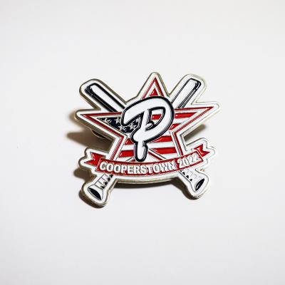 China Custom Soft Enamel Lapel Pin 2 inch Nickel Finishing Baseball Team Cooperstown for sale