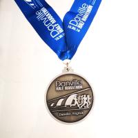 China Metal Antique Danville Half Marathon Running Medal 63mm Diecast with Sublimation Lanyard for sale