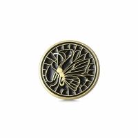 China Custom Die Struck Lapel Pin 1.5 Inch Iron Antique Gold Shield Shape Butterfly Clutch for sale