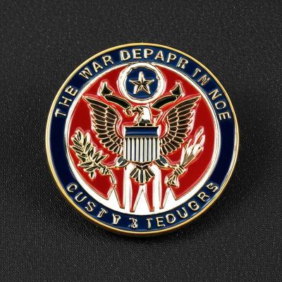 China Die Struck War Department Pin 1.5 Inch Shield Shape Custom Military Enamel Lapel Badge for Veteran Groups for sale
