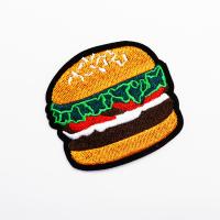China Handmade Woven Embroidered Felt Patches Food Iron-on Burger Fries Pizza Hot Dog Exquisite Hat Decor Mainly Polyester Wintop for sale