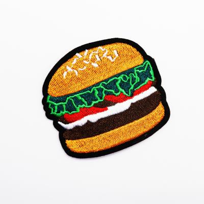 China Handmade Woven Embroidered Felt Patches Food Iron-on Burger Fries Pizza Hot Dog Exquisite Hat Decor Mainly Polyester Wintop for sale