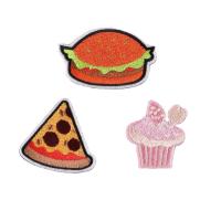 China Handmade Woven Embroidered Felt Patches Food Iron-on Burger Fries Pizza Hot Dog Exquisite Hat Decor Mainly Polyester Wintop for sale
