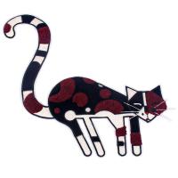 China Custom Handmade 3D Embroidered Felt Woven Fabric Single-Sided Heat Transfer Iron-On Sew-On Cat Patches for Hats for sale