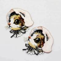 China Custom Handmade 3D Embroidered Felt Woven Fabric Single-Sided Heat Transfer Iron-On Sew-On Cat Patches for Hats for sale