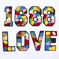 China Wholesale Custom 3D Iron-On Twill Fabric Patches Embroidered Flower Design Heart-Shaped Chenille Letters for Bags & Hats for sale