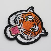 China High Quality Handmade Embroidered 3D Tiger Patches Iron-On for Hat Clothing Bags Customizable Logo Metal Twill Material Heart for sale