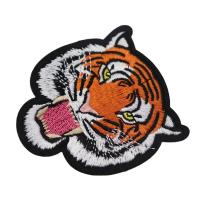 China High Quality Handmade Embroidered 3D Tiger Patches Iron-On for Hat Clothing Bags Customizable Logo Metal Twill Material Heart for sale