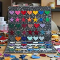 China Heart-Shaped Small-Sized Five-Pointed Star Embroidered Patches Colorful Felt Lace Flat Embroidered Cloth Patches for Hats for for sale