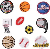 China Custom Twill Embroidered Patches Chenille Basketball Food Ball Patch for Kids Clothing Iron-On Flat Logo Badge for Hat Accessory for sale