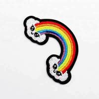 China Custom Colorful 3D Iron-On Embroidered Patches PVC for Clothing Accessories-round Shape Felt Chenille Fabric Hats and Clothes for sale