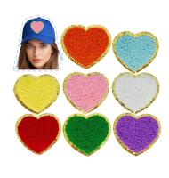 China Various Sizes Self-Adhesive Iron-On Chenille Clothing Patches Backpacks Hats-Heart Embroidered Sequins Wholesale Canvas Canvas for sale