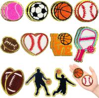 China Navy Blue Chenille Fabric Embroidered Basketball Patches Heart-Shaped Flower Transfers for Easter Valentines for Hat Decorations for sale
