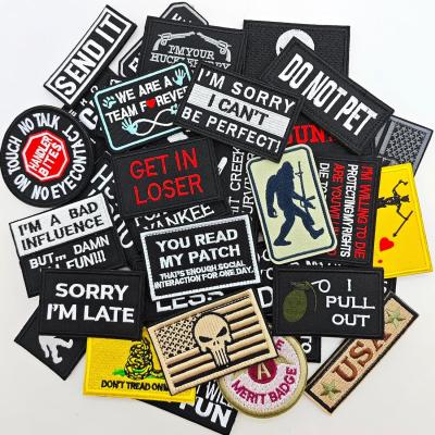 China Funny Tactical 3D Chenille Embroidery Loop and Hook Patches for Caps Backpacks Vest Harness Uniforms for sale