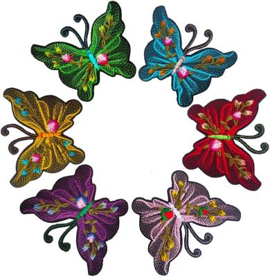 China Custom Assorted Colorful Butterfly Patches Iron-On Embroidered Fabric Plastic DIY Craft Applique With Woven Sequins DIY Projects for sale