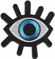 China Custom Evil Eye Clothing Patches Embroidered Iron-on Fabric Patches with Big Eyes for Clothes Accessories for sale