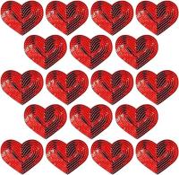 China Custom Large Embroidered Chenille Heart Patch Sequin Iron-On Heart Patches for Hat for sale