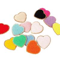 China Custom Large Sequin Embroidered Heart Patch Chenille Fabric Applique in Heart Shape for Iron-On for Canvas Material for sale