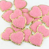 China Custom Large Sequin Embroidered Heart Patch Chenille Fabric Applique in Heart Shape for Iron-On for Canvas Material for sale
