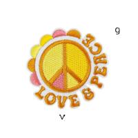 China Trendy Summer Sunflower Peace Embroidered Patches Orange Yellow Iron-On PVC Fabric Heart Flower Kids Clothing Bags Alphabet for sale