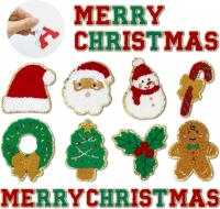 China Customized Large Christmas Embroidered Chenille Fabric Patches 2-3 Day Sample Time Christmas Themed Flower Heart Badge for Hat for sale