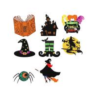 China Flat Embroidery Patch Custom Iron on DIY Embroidery Patches Backpack Halloween Wizard Batcat Embroidery Patch for sale
