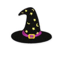 China Flat Embroidery Patch Custom Iron on DIY Embroidery Patches Backpack Halloween Wizard Batcat Embroidery Patch for sale