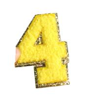China Customizable Color 0-9 Letter Patches Embroidered With Sequins Chenille Fabric Jersey Clothing Number A-Z Embroidery Patches for sale