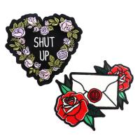 China Custom Clothing Patch Personalized Girl Embroidery Patch Lipstick High Heel Shoe 3d Sustainable Fabric Embroidered Patches for sale