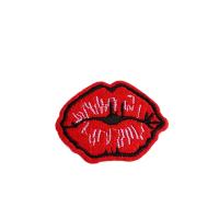 China Customized Clothing With Small Lip Design Patterns on Iron/hooks, Eco-friendly Fabric Embroidery Patches for Hats for sale