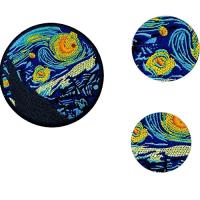 China Customized Individuality Van Gogh Starry Night 3D Embroidery Patch Applied for Backpacks Hats Jeans for sale