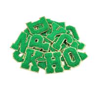 China Wholesale Hat Patches With Adhesive Customization Self Adhesive Chenille Letter Patches Deep Green Embroidery Patches for sale