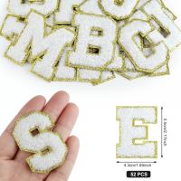 China Wholesale Chenille Embroidered 'A-Z' Letters for Clothing Decorations White Glitter Iron-On 0-9number Patches for Shoes and Bags for sale
