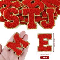 China Jeans Patch Quickly Produce Samples Self Adhesive Chenille Letter Patches Red Color Iron on Patches for Hats for sale