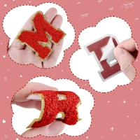 China Jeans Patch Quickly Produce Samples Self Adhesive Chenille Letter Patches Red Color Iron on Patches for Hats for sale