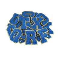 China Custom Self Adhesive Chenille Letter Patches A-Z Chenille Letters for Fabric Shoes Bags (Deep Blue) Chenille Woven Patches for sale