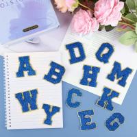 China Custom Self Adhesive Chenille Letter Patches A-Z Chenille Letters for Fabric Shoes Bags (Deep Blue) Chenille Woven Patches for sale