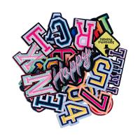 China Colorful Rainbow Alphabet Shadow Letters Embroidered Clothing Logo Patch Custom Sequin Chenille Iron on Patches for Hats for sale