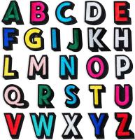 China Colorful Rainbow Alphabet Shadow Letters Embroidered Clothing Logo Patch Custom Sequin Chenille Iron on Patches for Hats for sale