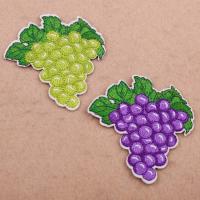 China Fresh Grape Embroidered Patches with Beads PU Iron-on Decorations for Uniforms Mainly Fabric Material for sale