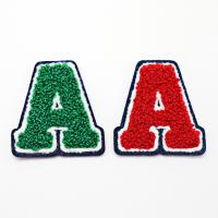 China Cheap Letter A-Z Chenille Patch Custom Embroidered Patch Large Insignias Para Chaquetas Ropa Sombreros for sale