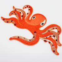 China Low MOQ Glitter Varsity Patches Embroidery Iron on Patch Embroidery Wholesale Custom Octopus Embroidery Patch for sale