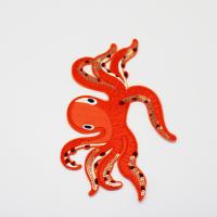 China Low MOQ Glitter Varsity Patches Embroidery Iron on Patch Embroidery Wholesale Custom Octopus Embroidery Patch for sale