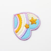 China Wangshun Cartoon Blue Smile Towel Embroidery Patches  WS Embroidery Flags  Glitter Chenille Patches for sale