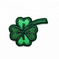 China Professional Custom Eco-Friendly Computer Embroidered Fabric Iron-On Four-leaf Clover Shape Embroidery Patches for sale